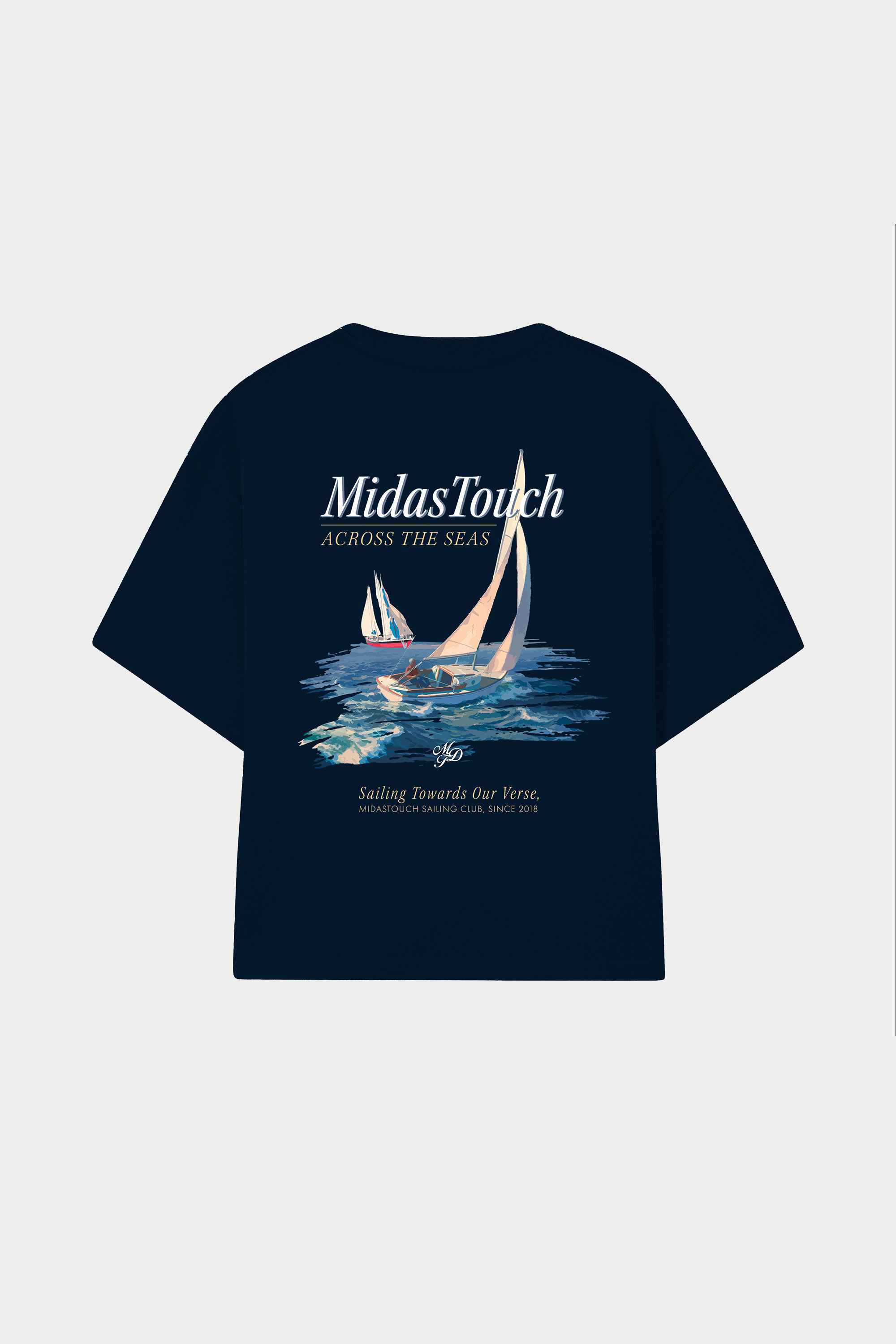 Camiseta Midas Touch Boats Navy – Estampa Veleiro e Modelagem Boxy