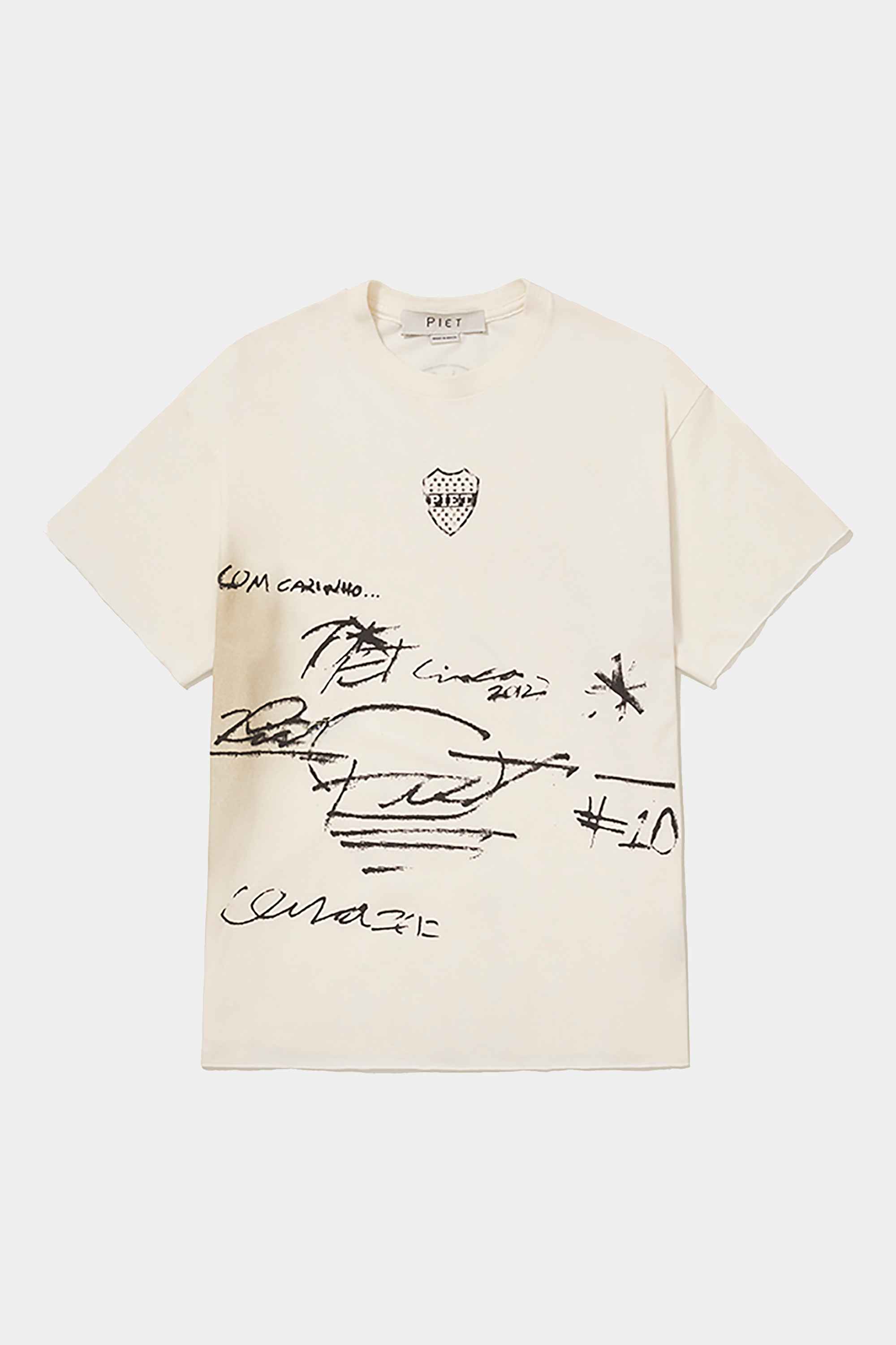 Camiseta PIET Autographed Raw Edge Bone White – Minimalismo e Autenticidade